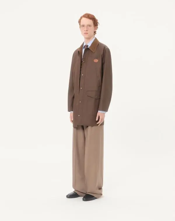 Valentino Garavani Waxed Cotton Coat With Vlogo Patch