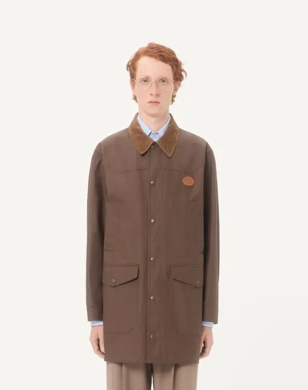 Valentino Garavani Waxed Cotton Coat With Vlogo Patch