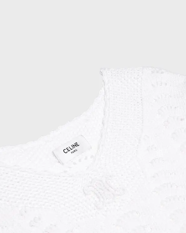 Celine Cotton Pointelle Mini Dress - White