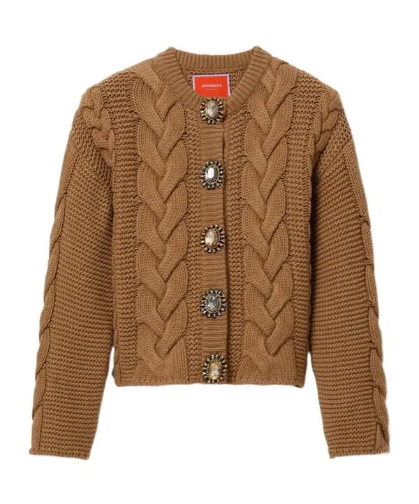 La DoubleJ Long-sleeve Cable-knit Cardigan - Brown