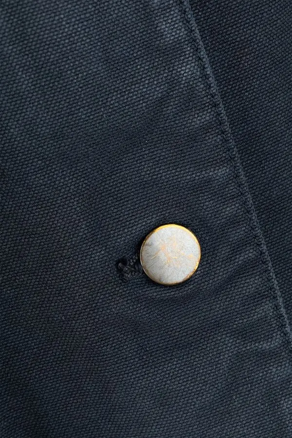 Prada Canvas Work Jacket With Leather Collar - Blue
