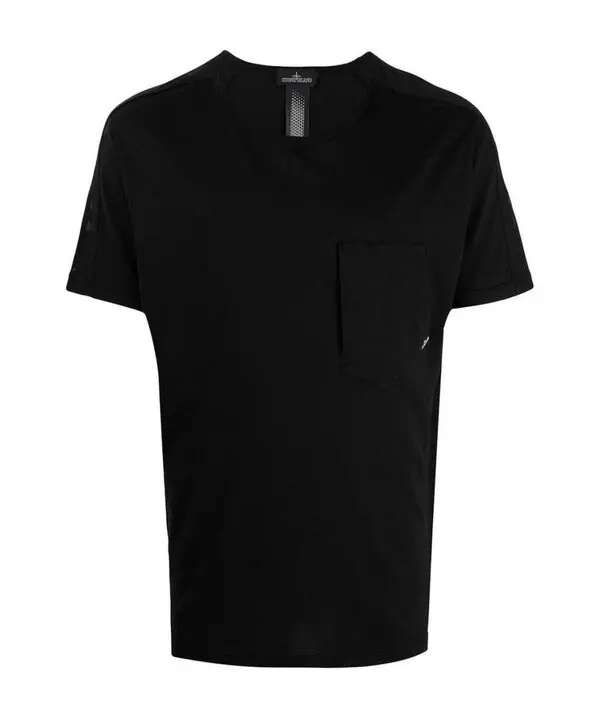 Stone Island Abstract-print Crew-neck T-shirt - Black