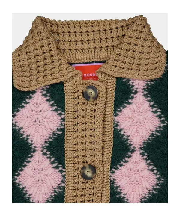 La DoubleJ Crochet Cardigan - Green