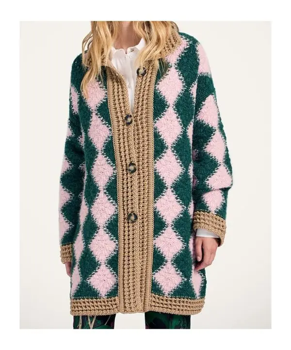 La DoubleJ Crochet Cardigan - Green