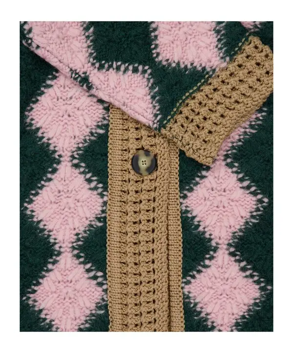La DoubleJ Crochet Cardigan - Green