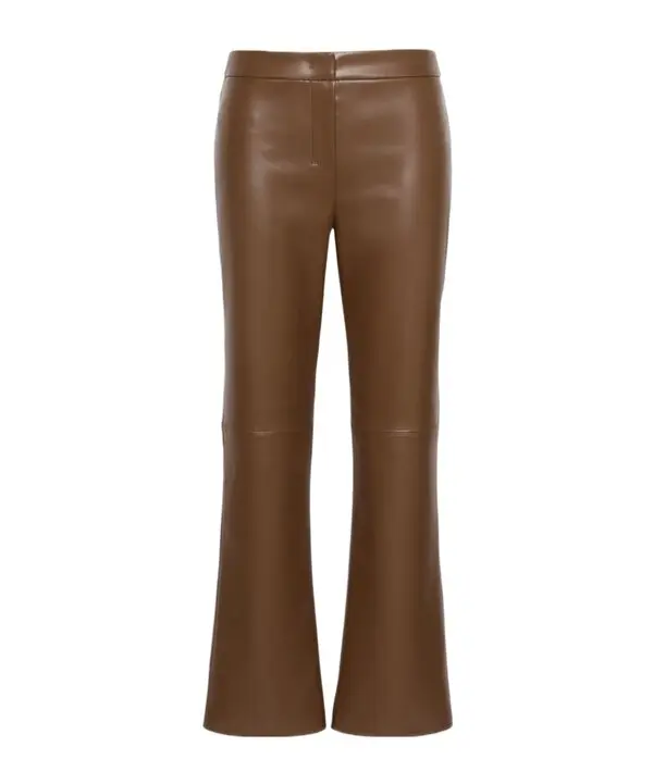 Max Mara Straight-leg Leather-effect Trousers - Brown
