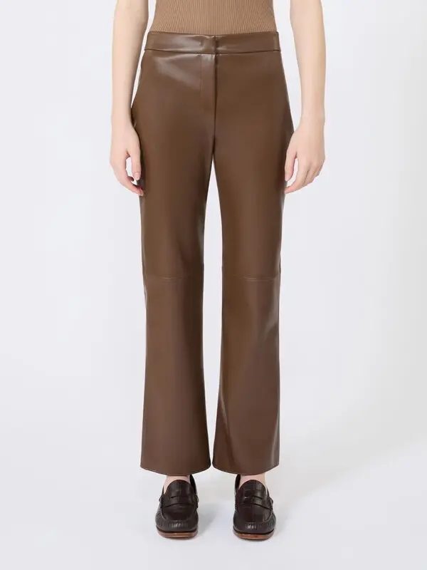 Max Mara Straight-leg Leather-effect Trousers - Brown