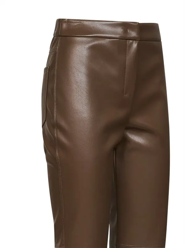 Max Mara Straight-leg Leather-effect Trousers - Brown
