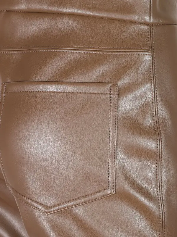 Max Mara Straight-leg Leather-effect Trousers - Brown