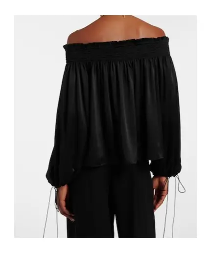Chloé Off-shoulder Silk Satin Top