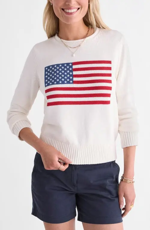Vineyard Vines Katie Cotton Americana Rollneck Sweater - White Cap