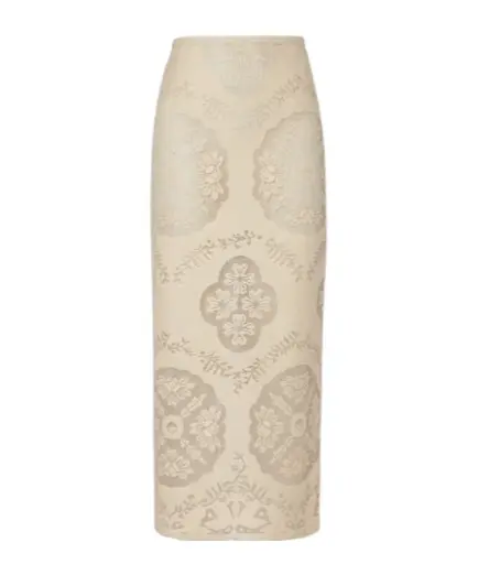 Valentino Garavani Floral Cotton-blend Midi Skirt - Nude