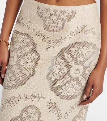 Valentino Garavani Floral Cotton-blend Midi Skirt