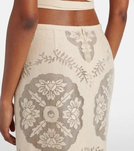 Valentino Garavani Floral Cotton-blend Midi Skirt
