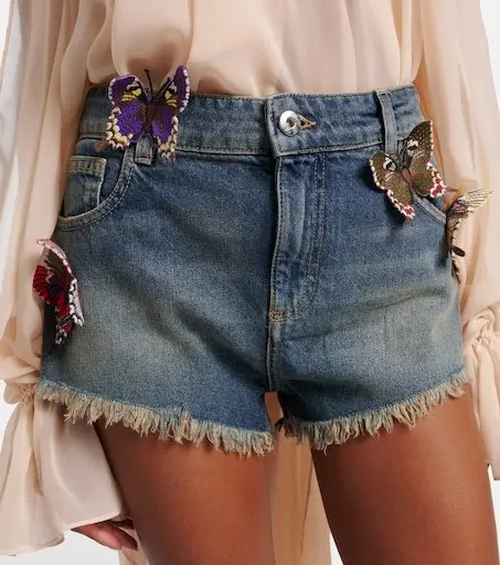 Blumarine Embroidered Denim Short
