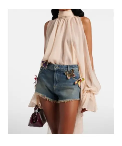 Blumarine Embroidered Denim Short