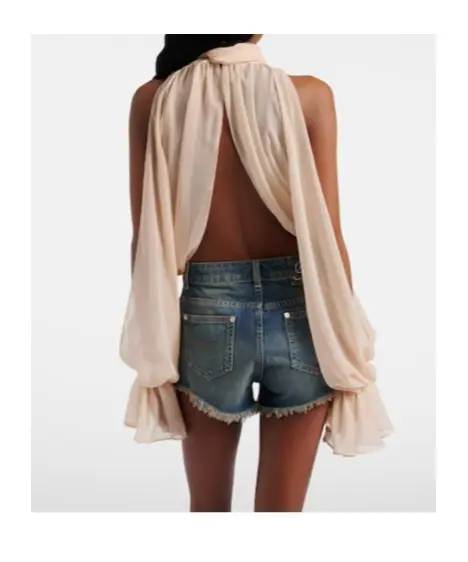 Blumarine Embroidered Denim Short