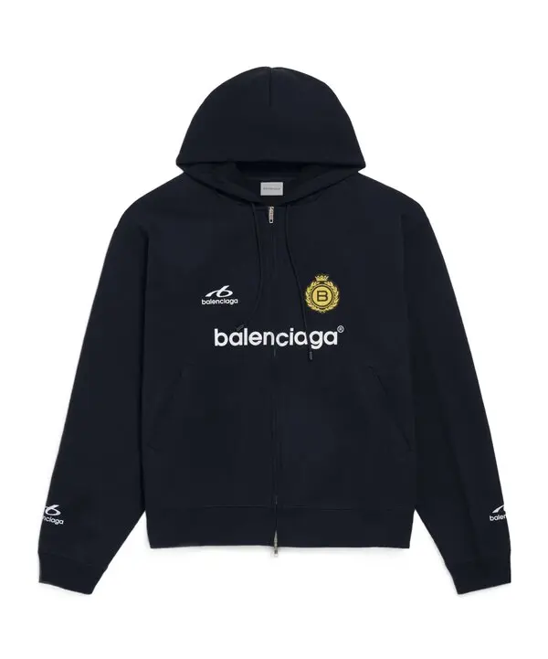 Balenciaga Soccer Oversized Zip-up Hoodie - Black