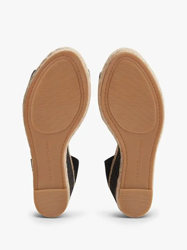 Tommy Hilfiger Logo Plaque Leather Wedge Heel Espadrilles