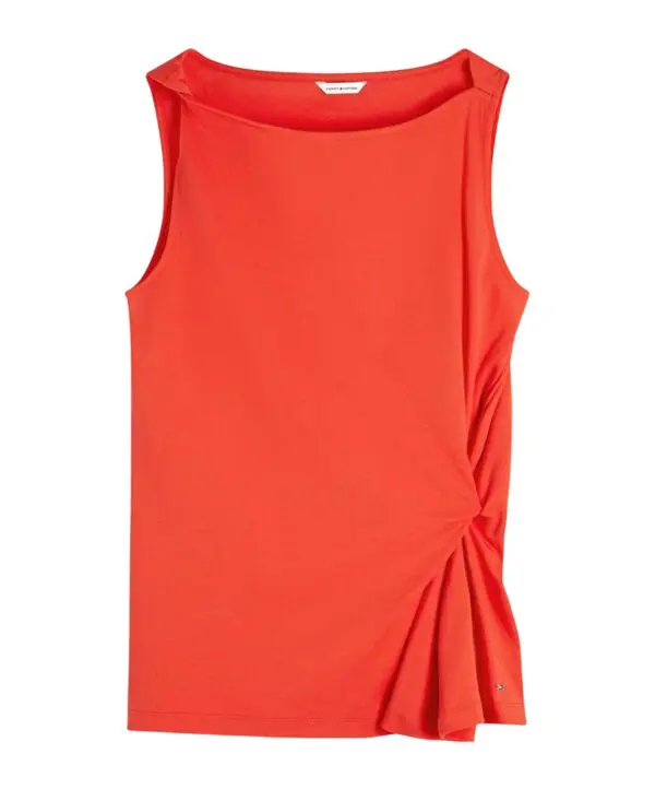 Tommy Hilfiger Twist Boat Neck Sleeveless Top - Fiery