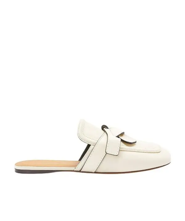 Loewe Gate Flat Mule In Calfskin - White