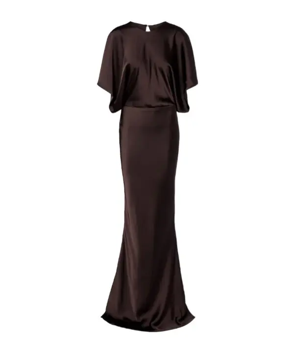 Norma Kamali Obie Draped Satin Gown