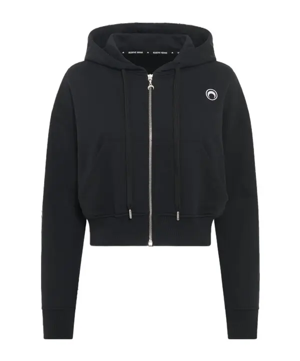 MARINE SERRE Logo Detailed Zip-up Hoodie