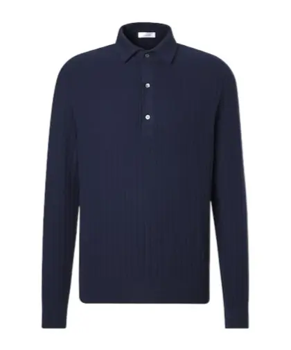 LARDINI Cotton Polo Sweater - Black