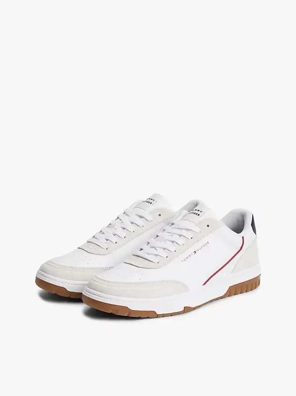 Tommy Hilfiger Mixed Texture Leather Basketball Trainers