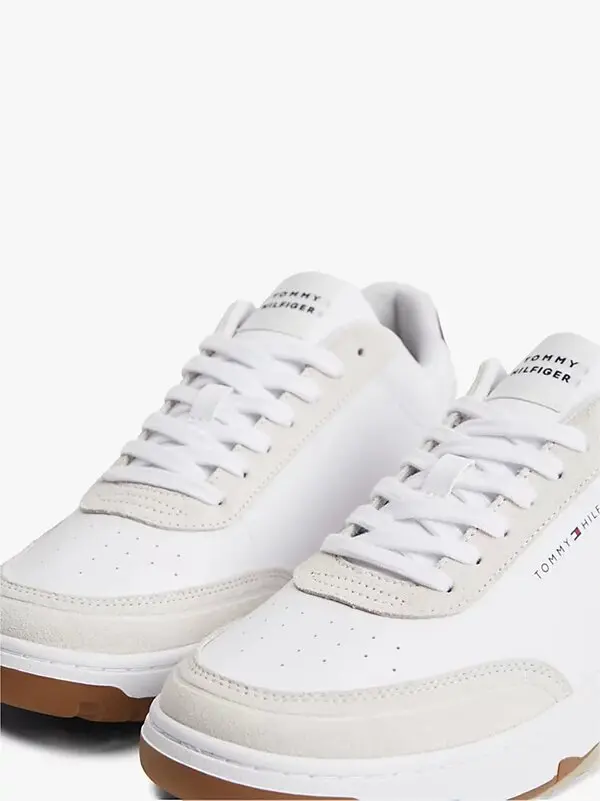 Tommy Hilfiger Mixed Texture Leather Basketball Trainers