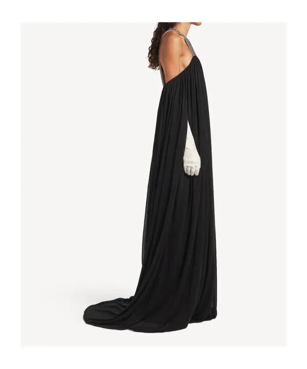 Balenciaga Embroidered Cape-effect Maxi Dress
