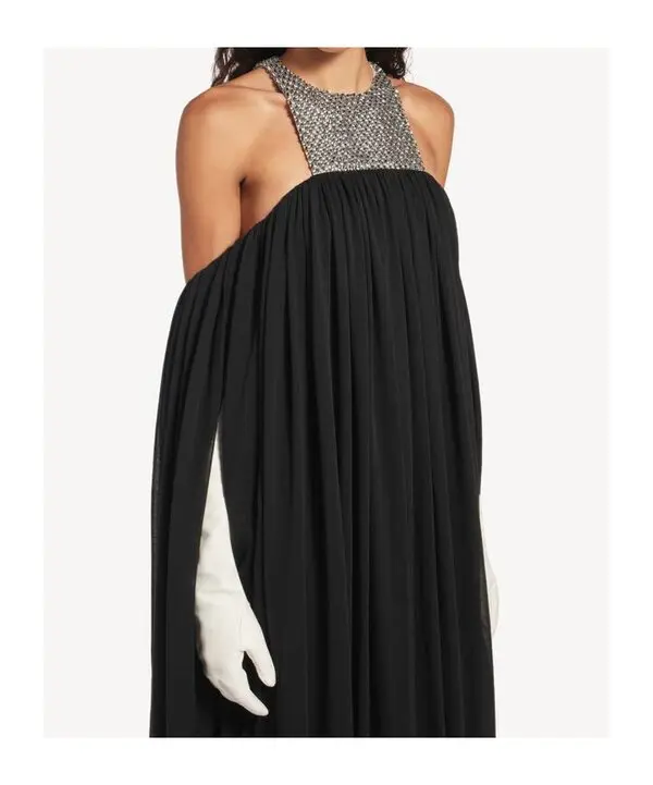 Balenciaga Embroidered Cape-effect Maxi Dress