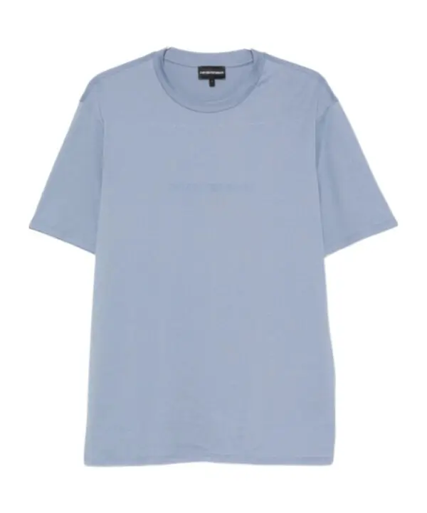 Emporio Armani Logo Embossed Crewneck T-shirt - Blue