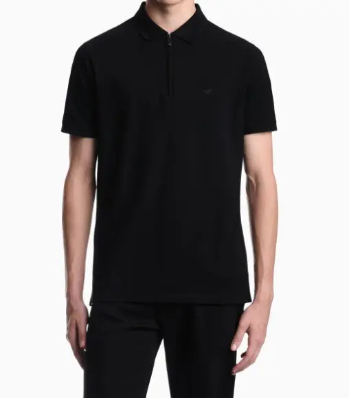Emporio Armani Polo Shirt In Piqué With Partial Zip
