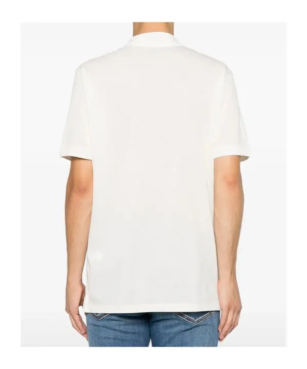 Emporio Armani Quarter-zip Logo-patch Polo Shirt - White