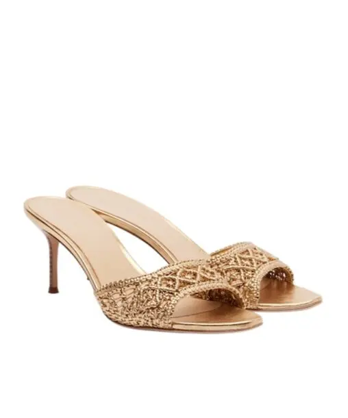 Veronica Beard Woven Metallic Leather Mules