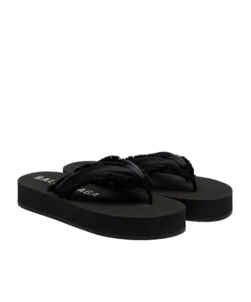 Balenciaga Satin Platform Thong Sandals - Black