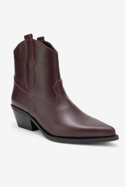 FOREVER & ALWAYS SHOES Elia Leather Western Boot - Burgundy