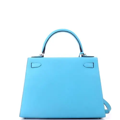 Hermès Kelly Handbag Epsom With Palladium Hardware 28 - Blue