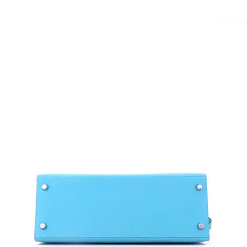 Hermès Kelly Handbag Epsom With Palladium Hardware 28 - Blue