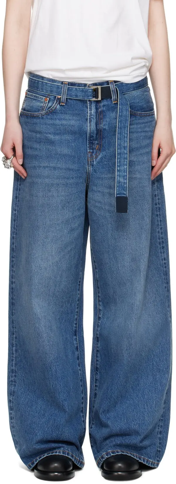 Sacai Logo Patch Wide-leg Jeans