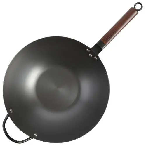 BABISH Pre-seasoned Carbon Steel Flat Bottom Wok