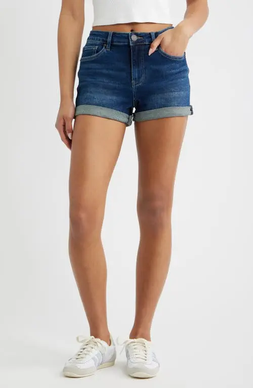 YMI Cuffed Hem Denim Shorts - Dark Blue