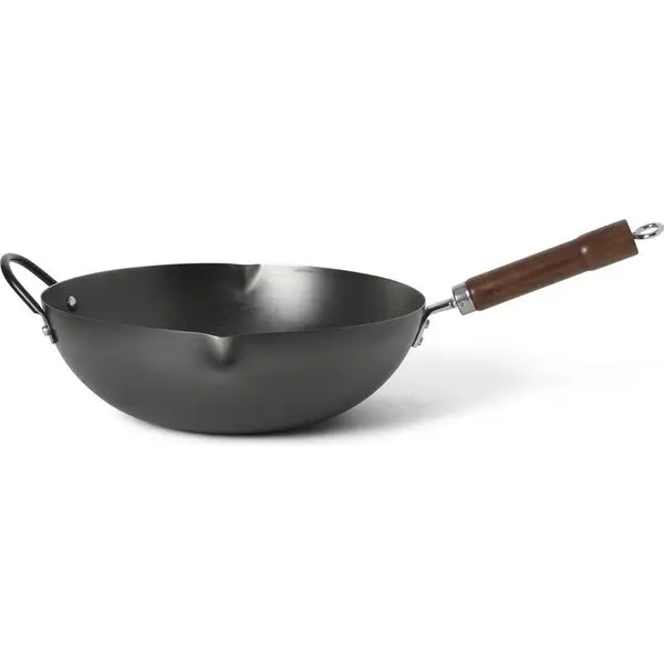 MARTHA STEWART Chisholm 13.5-inch Carbon Steel Nonstick Flat Bottom Wok - Black