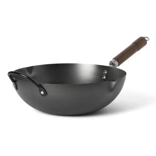 MARTHA STEWART Chisholm 13.5-inch Carbon Steel Nonstick Flat Bottom Wok