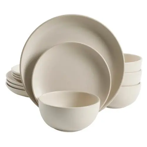 GIBSON HOME Rockaway 12-piece Stoneware Dinnerware Set - Cream