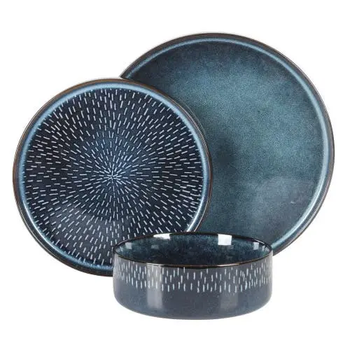 GIBSON ELITE Matisse Moderna Stoneware Reactive Glaze Dinnerware Setcobalt