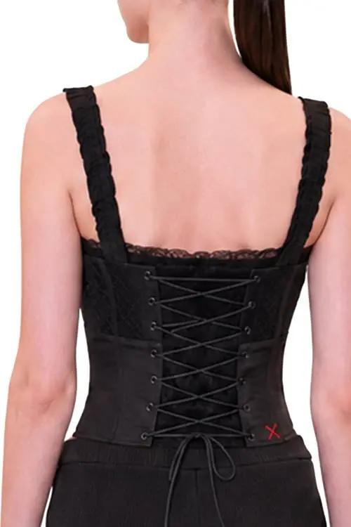 PCFG Daydreamers Satin Corset With Lace Detail