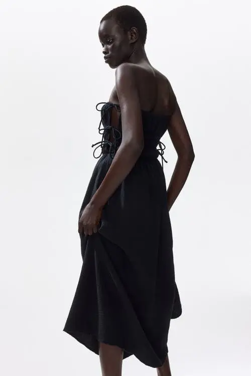 H&m Muslin Bandeau Midi Dress