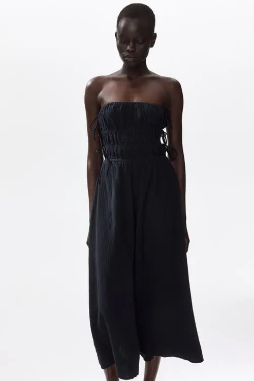 H&m Muslin Bandeau Midi Dress
